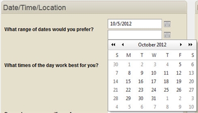 Request an Appointment Screen